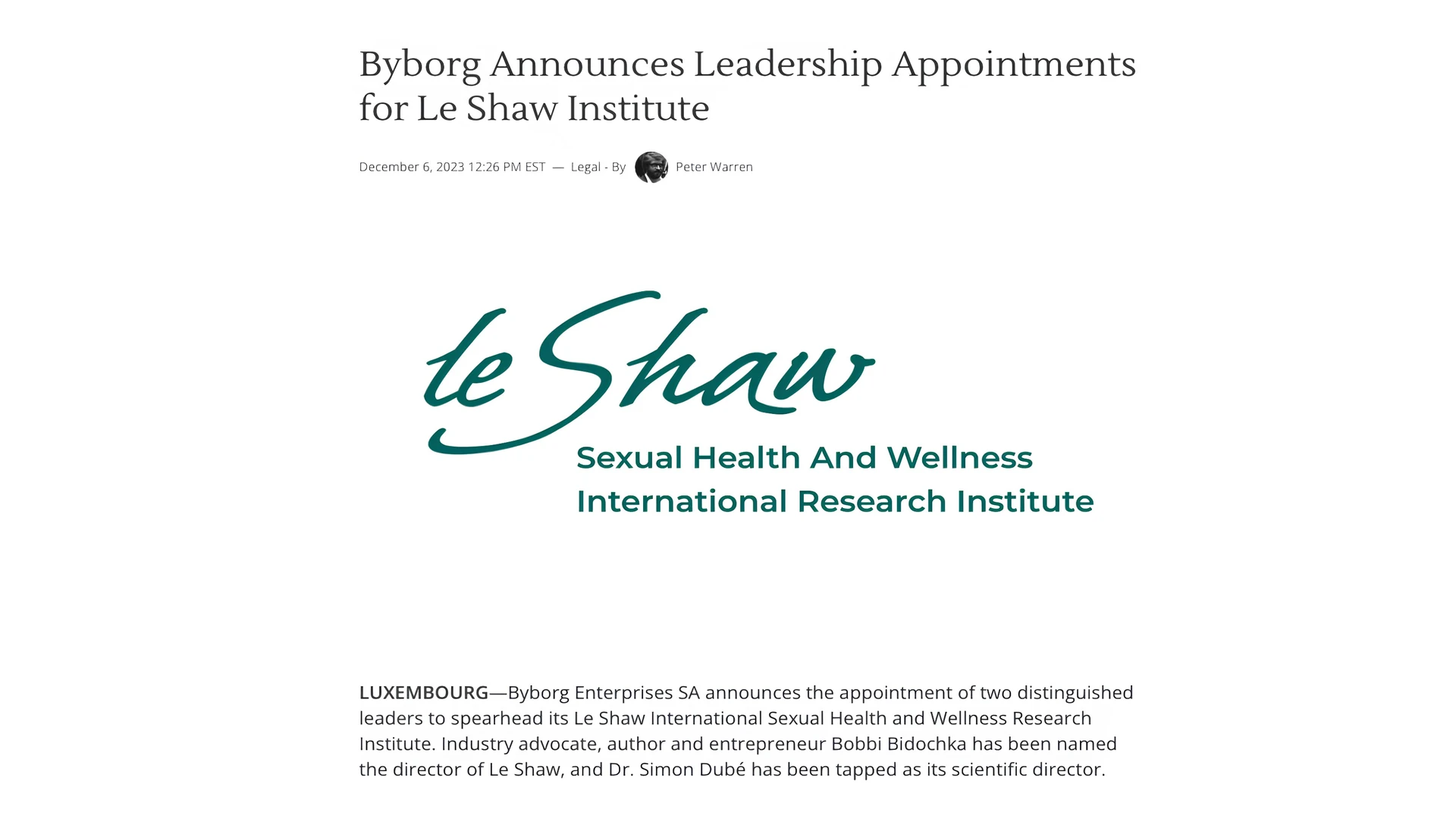 Press Release | LeShaw